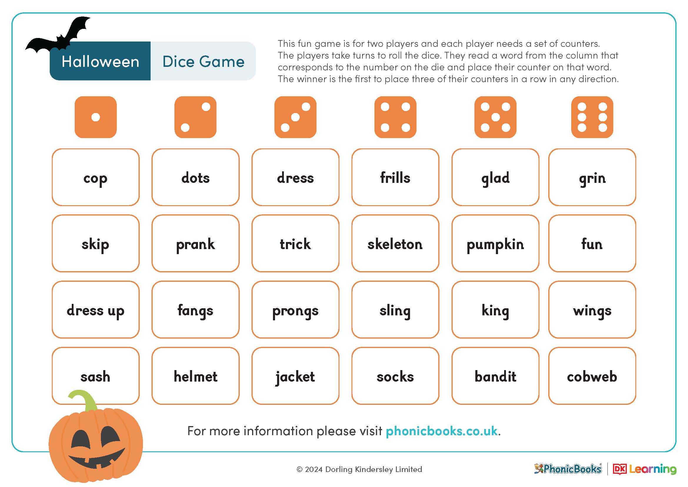 Halloween Dice Game – Phonic Books UK