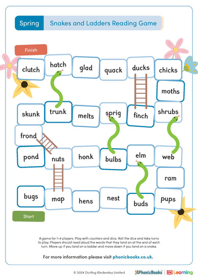 Spring Snakes and Ladders Reading Game – Phonic Books UK