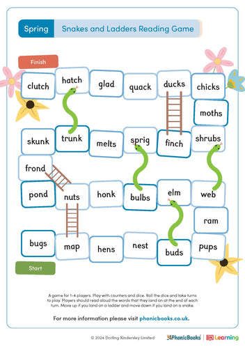 Spring Snakes and Ladders Reading Game – Phonic Books UK