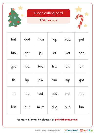 Festive Phonic Bingo: CVC words – Phonic Books UK