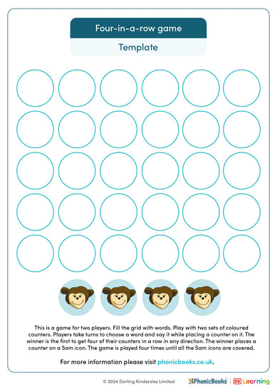 Four-in-a-row game template – Phonic Books UK