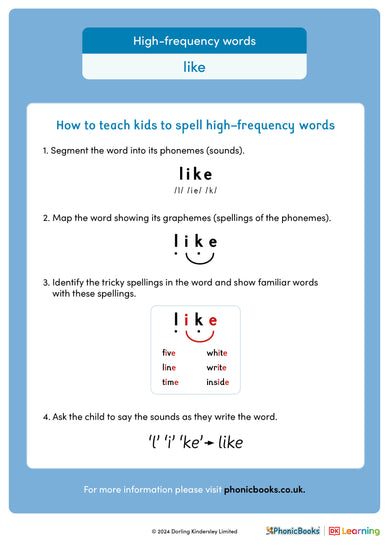 High-frequency words: 'like' – Phonic Books UK