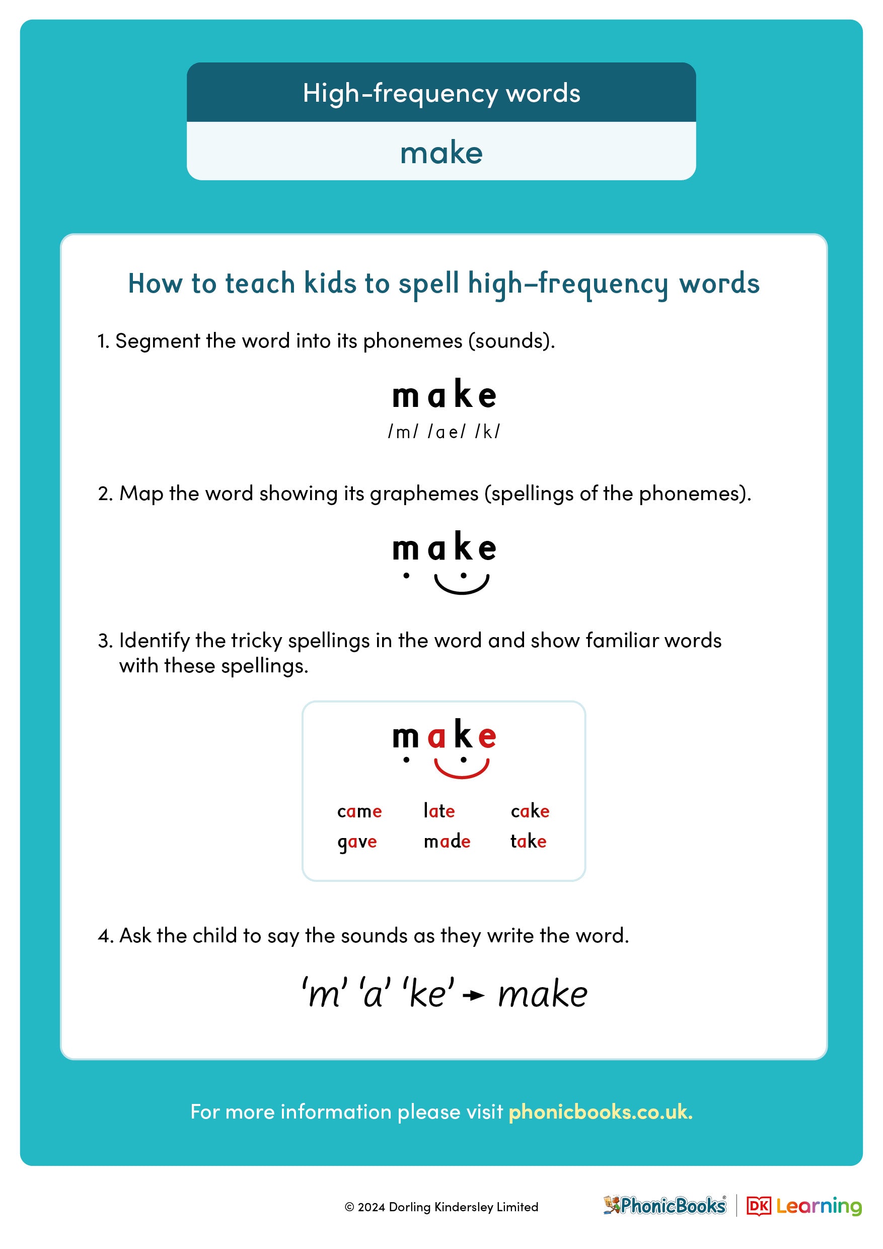 High-frequency words: 'make' – Phonic Books UK