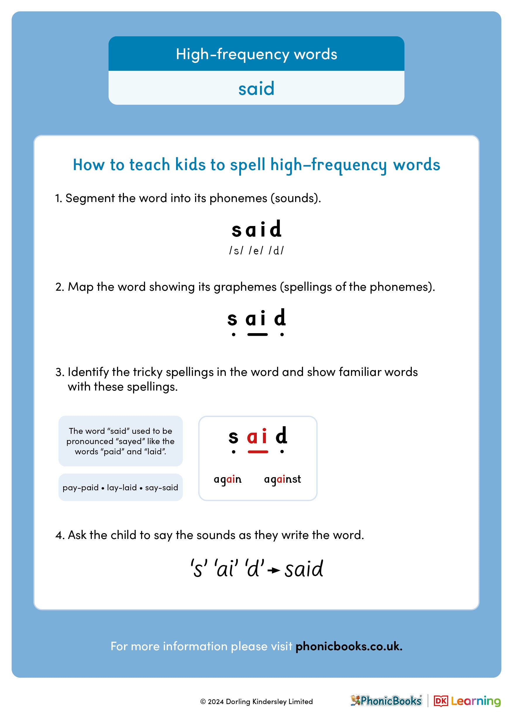High-frequency words: 'said' – Phonic Books UK