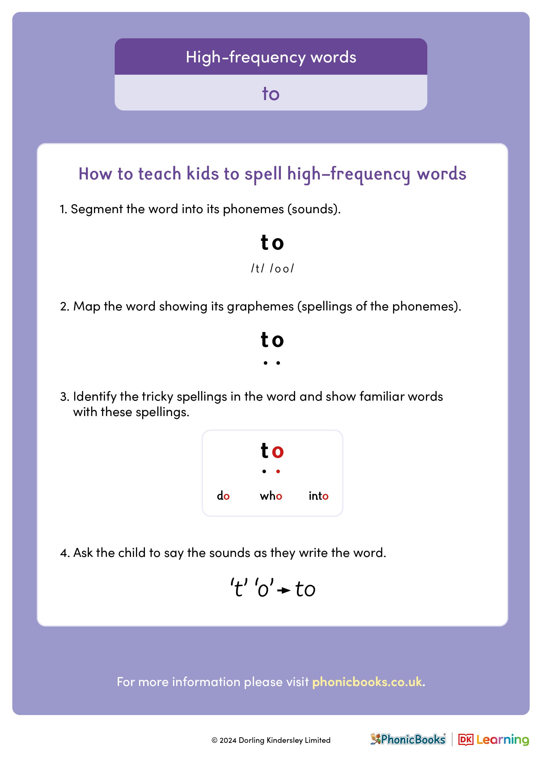 High-frequency words: 'to' – Phonic Books UK