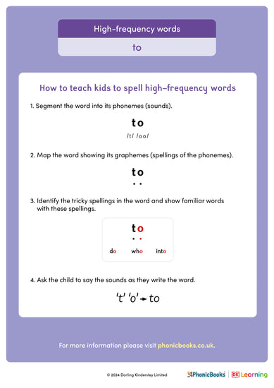 High-frequency words: 'to' – Phonic Books UK