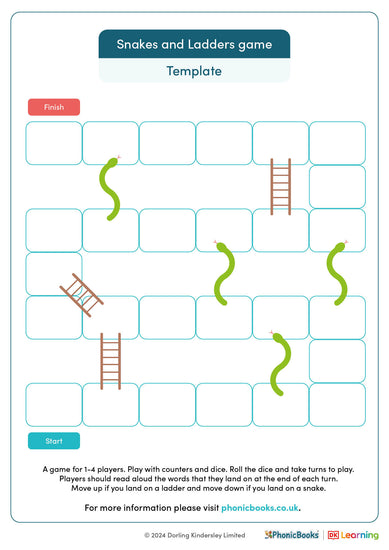 Snakes and Ladders game template (2) – Phonic Books UK
