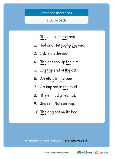 Dictation sentences: VCC words – Phonic Books UK